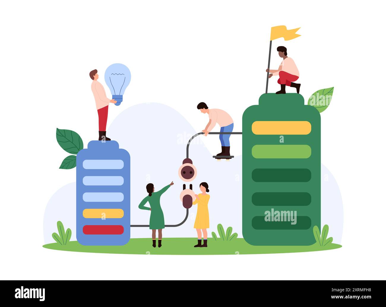 Low energy, charging progress from empty to full battery indicator ...