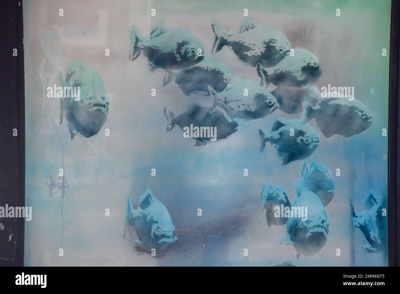 London, UK. 11th August 2024. A detail of the new Banksy artwork on a ...