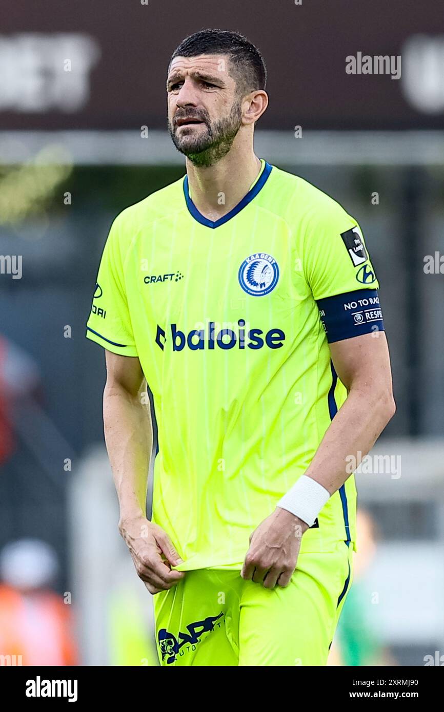 Gent's Stefan Mitrovic pictured at the start of a soccer match between ...