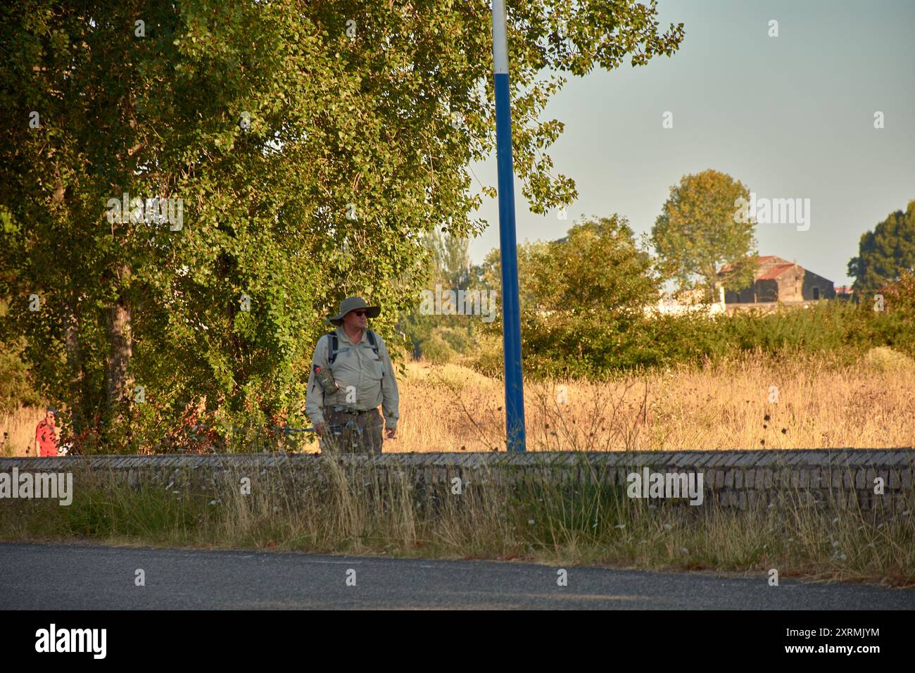 Bayona, Pontevedra, Spain;08,08,2021; a solitary pilgrim making their ...