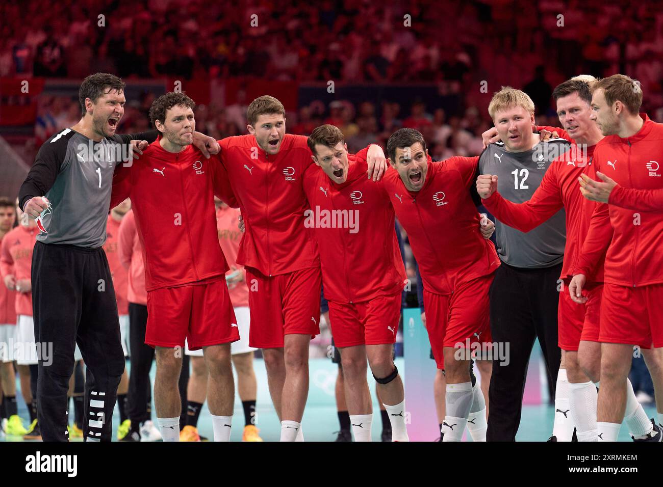 Lille, France. 11th Aug, 2024. Players of Denmark are seen prior to the ...