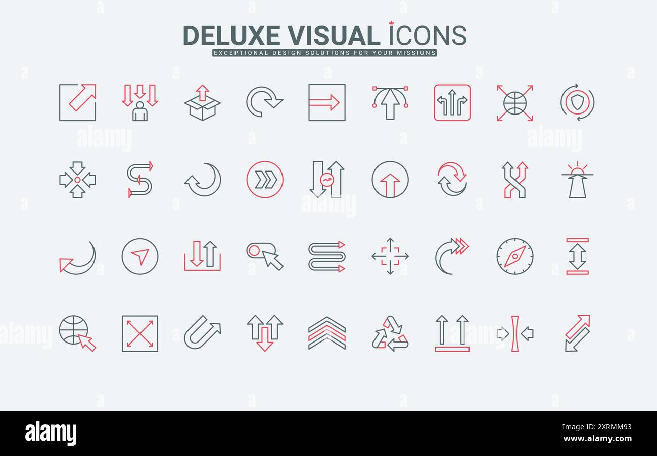 Arrow line icons set. Traffic signs to update and transfer data, exchange and repeat, rotate ...