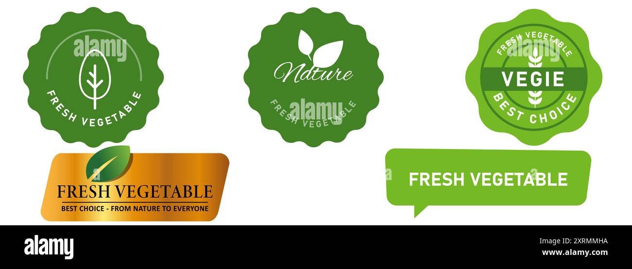 fresh vegetable veggies vegan from nature farm pure stamp sticker badge ...