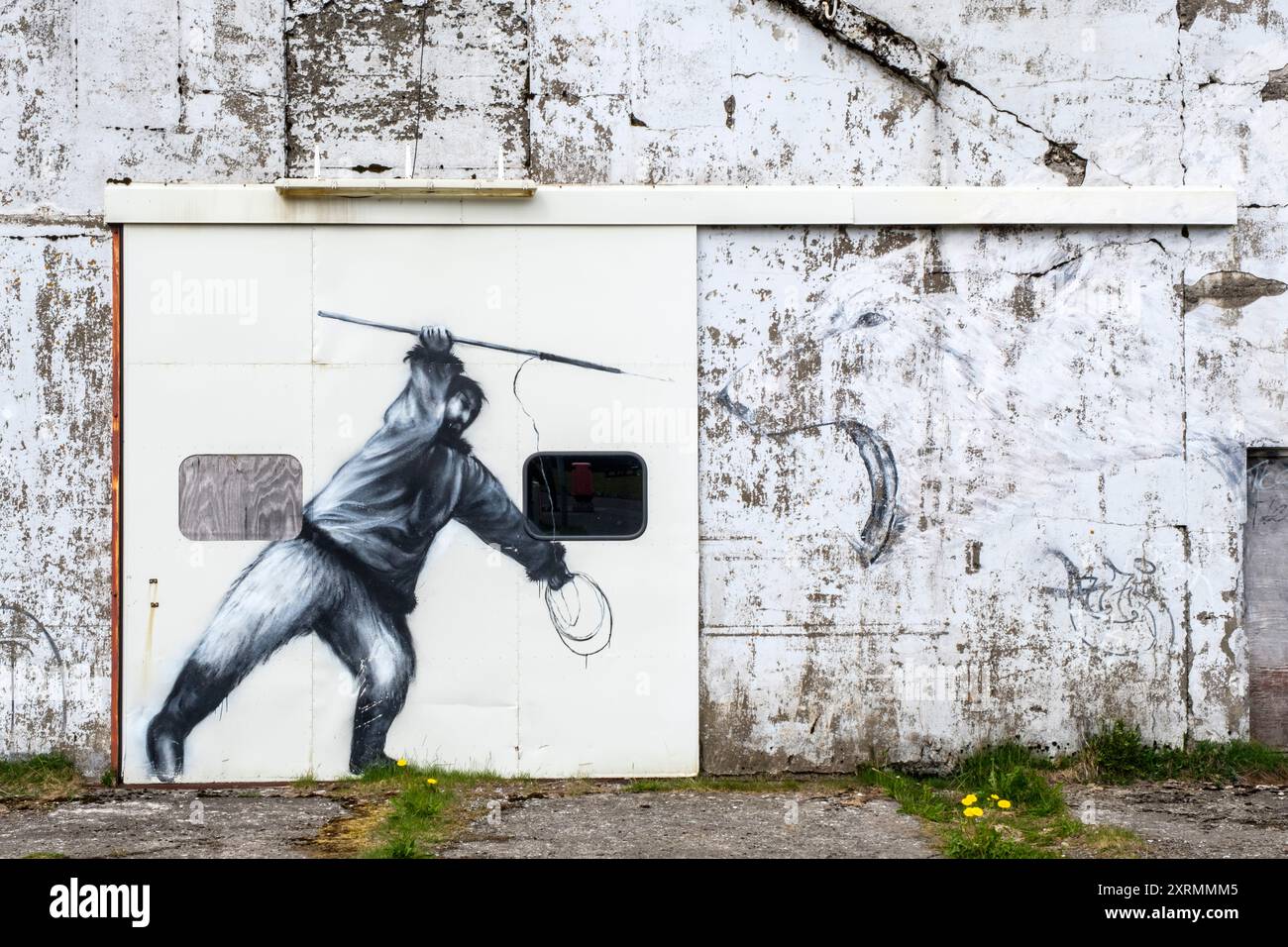 Representation of a traditional fisherman throwing his harpoon ...