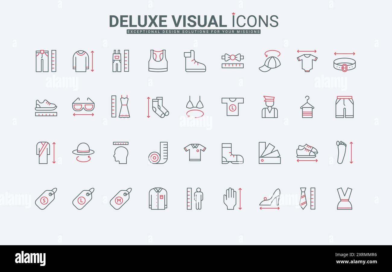 Clothes size guide line icons set. Tailors pictogram to measure ...