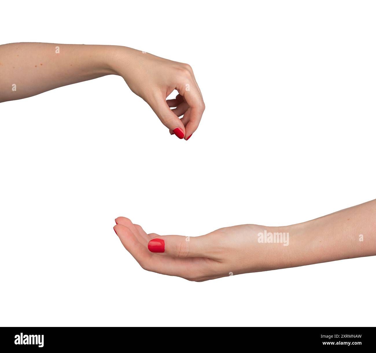 hand giving pinching and taking, begging isolated on white background ...