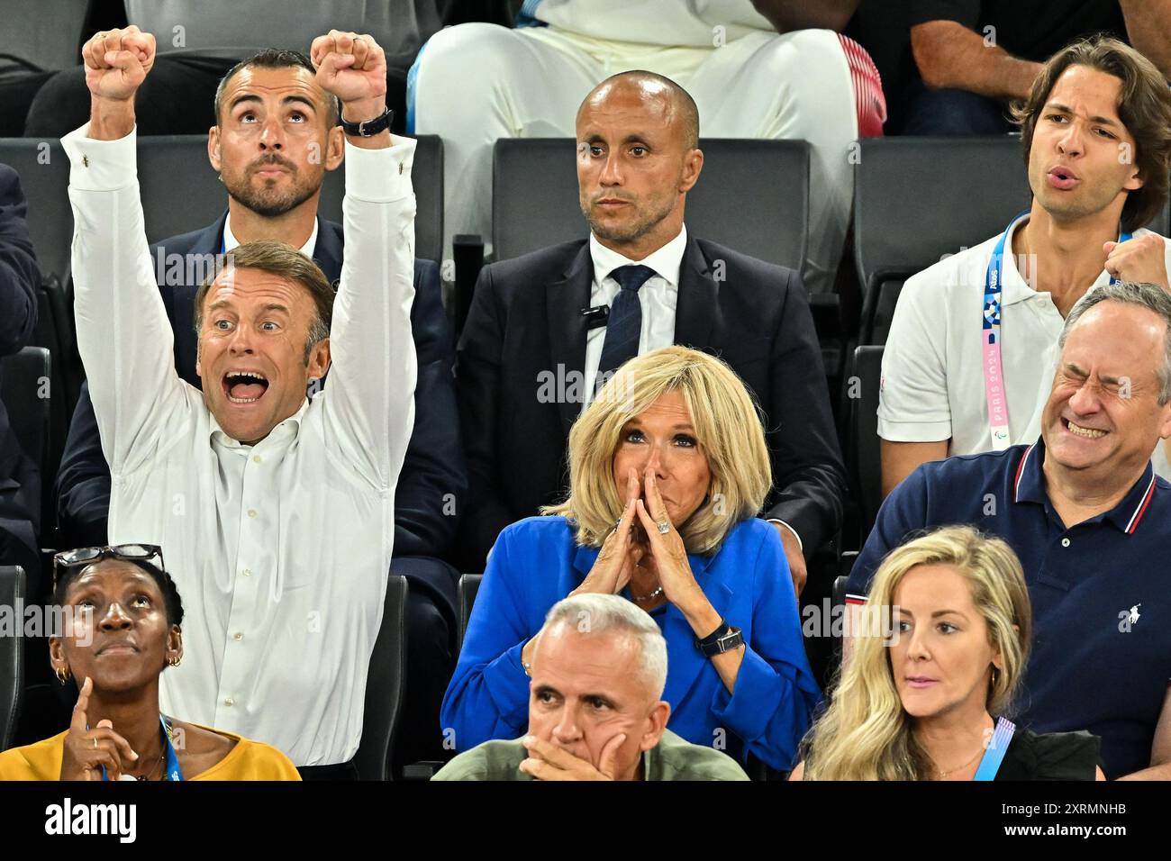 Paris, France. 11th Aug, 2024. (L to R) French President, Emmanuel ...