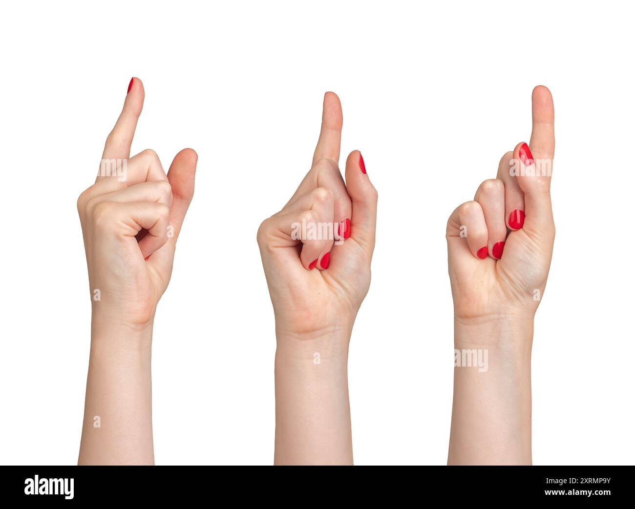 Fingers indicating, pointing up, showing something, set isolated on ...