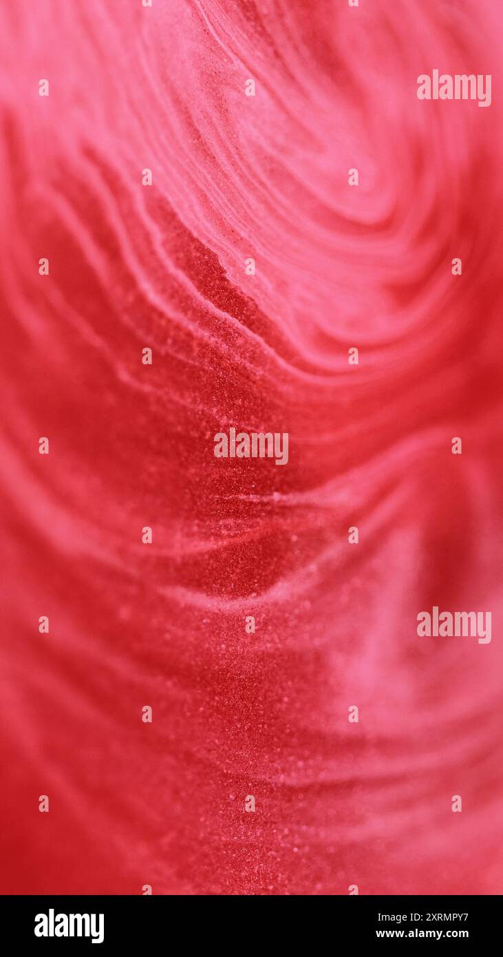 Glitter wave. Paint background. Defocused sparkling emulsion pink red ...