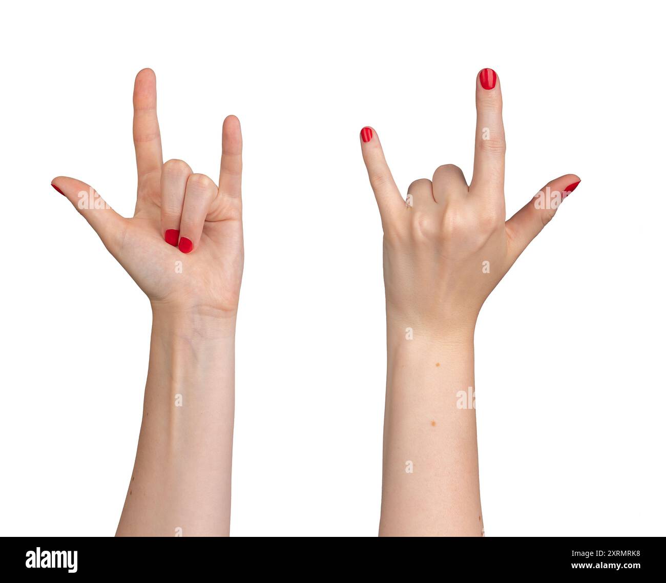 rock horns sign, gesture isolated on white background Stock Photo - Alamy