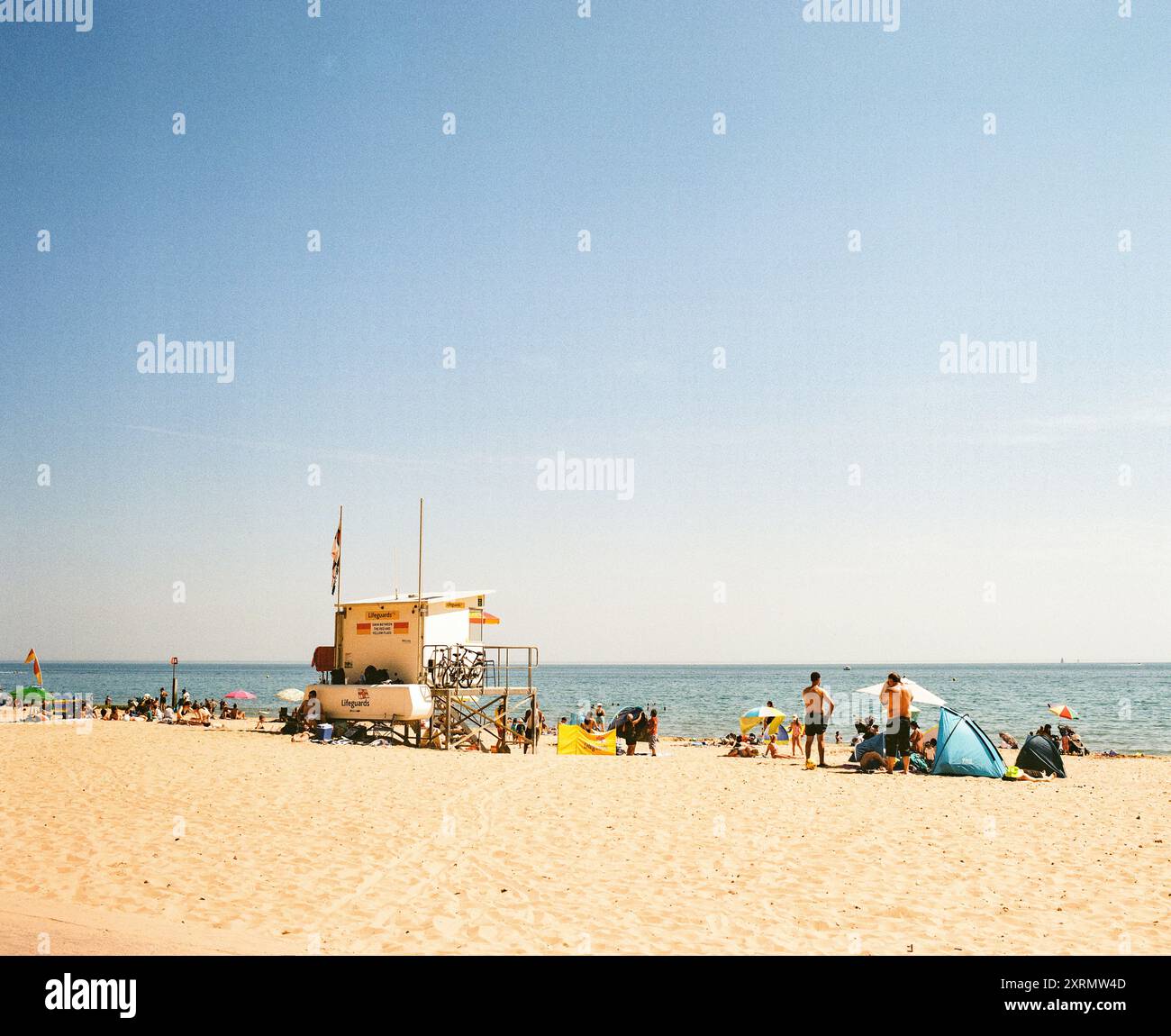 Lifeguard tower Bournemouth beach, Dorset, England, United Kingdom ...
