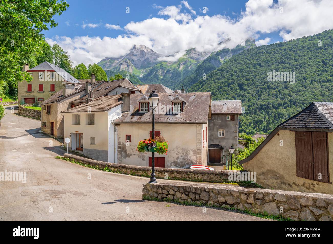 The authentic rural village of Aas in the Ossau valley of Béarn, France ...