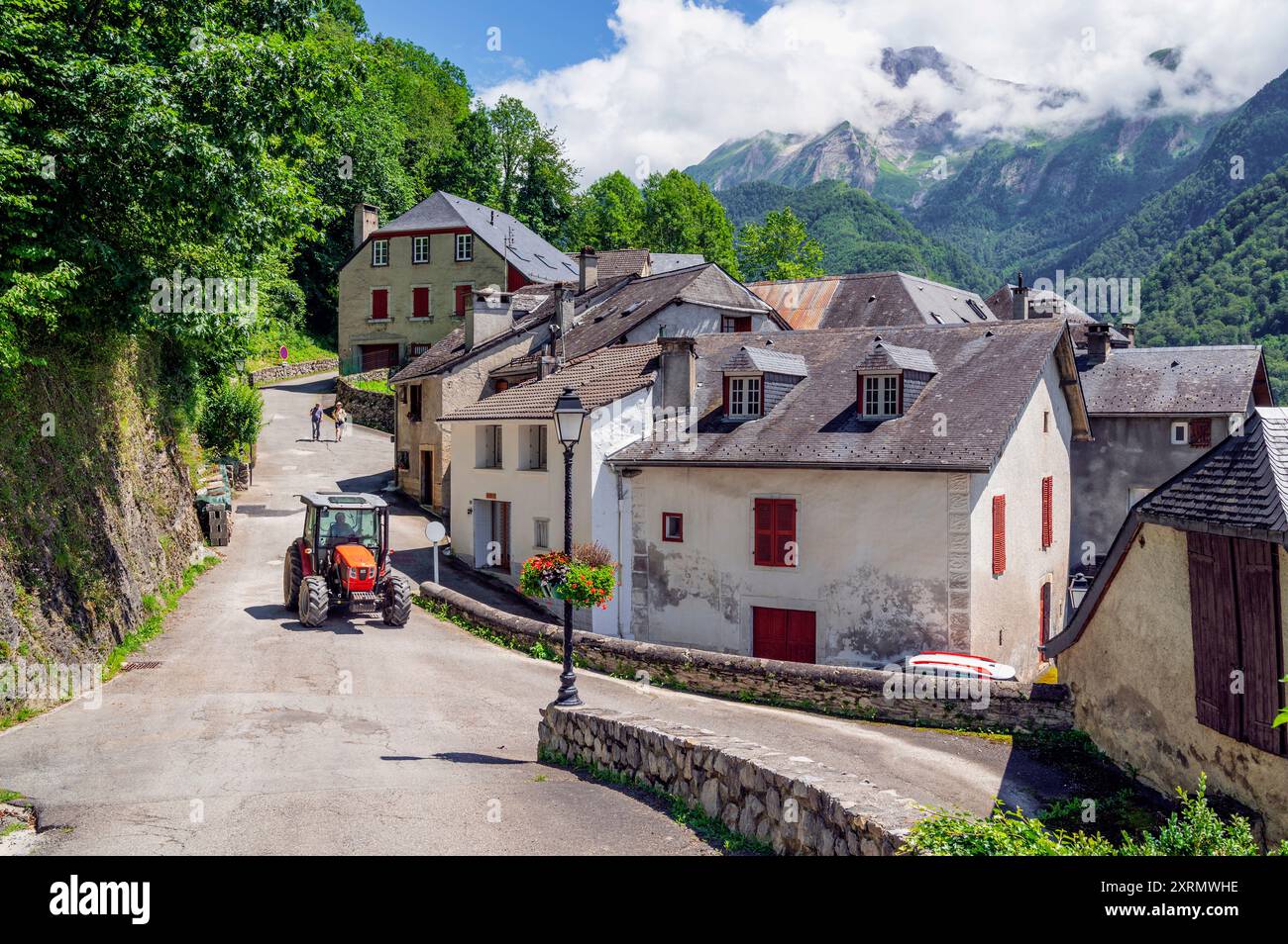 The authentic rural village of Aas in the Ossau valley of Béarn, France ...