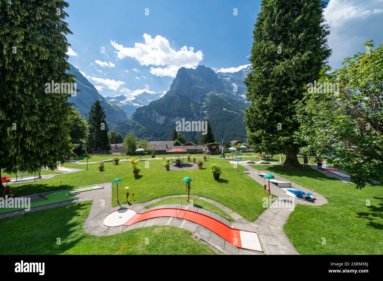 Grindelwald, Switzerland - July 20, 2024: Mini golf course in the small ...