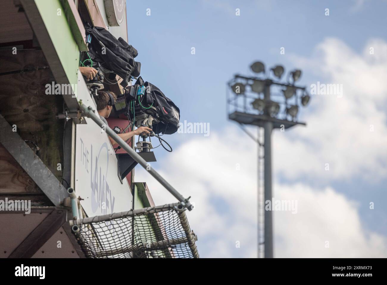 TV cameras on gantry during match at EFL football match Stock Photo - Alamy
