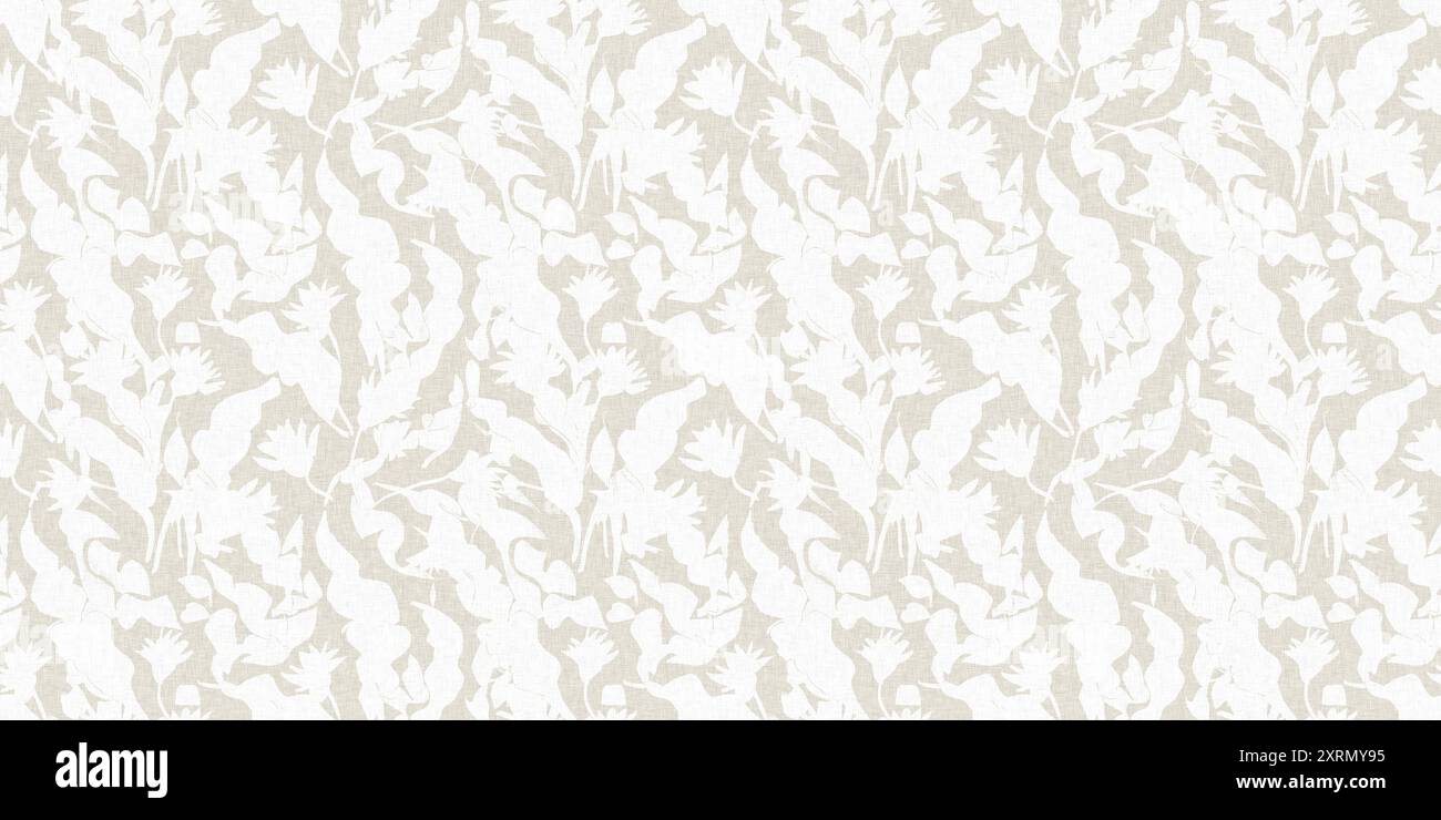 Seamless french gender neutral floral linen printed fabric border ...