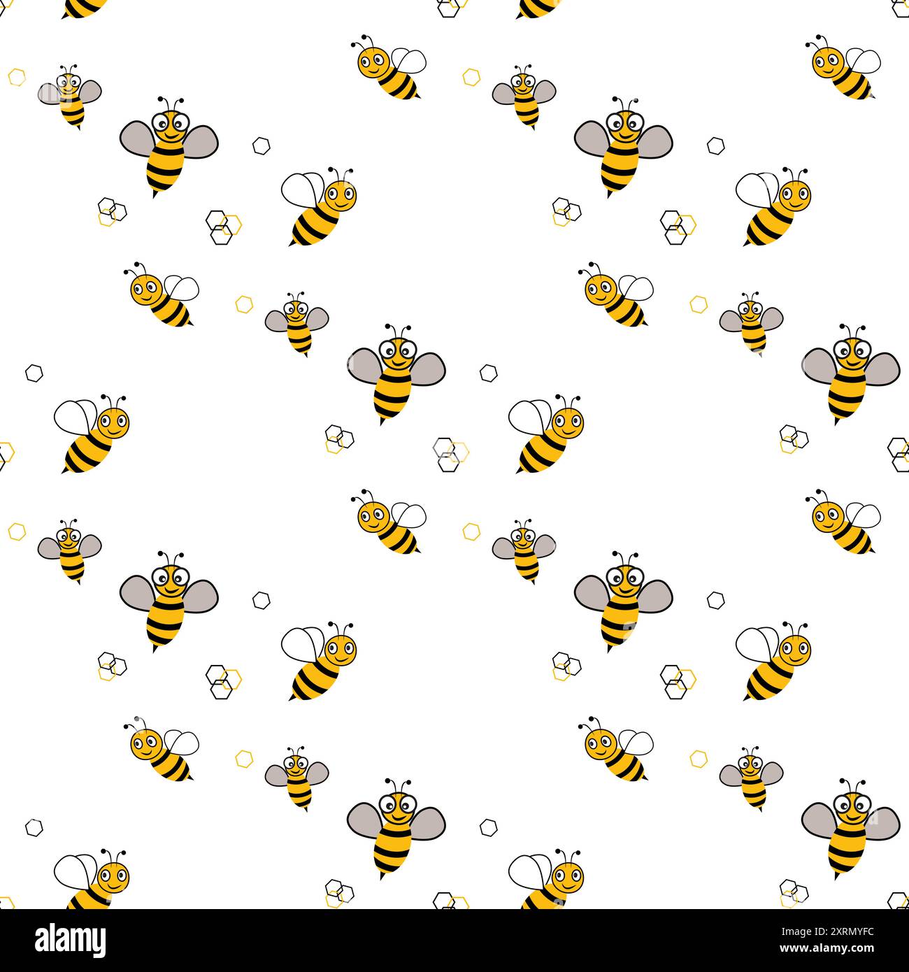 Honey bee cartoon pattern seamless. Vector cute cartoon bee seamless ...