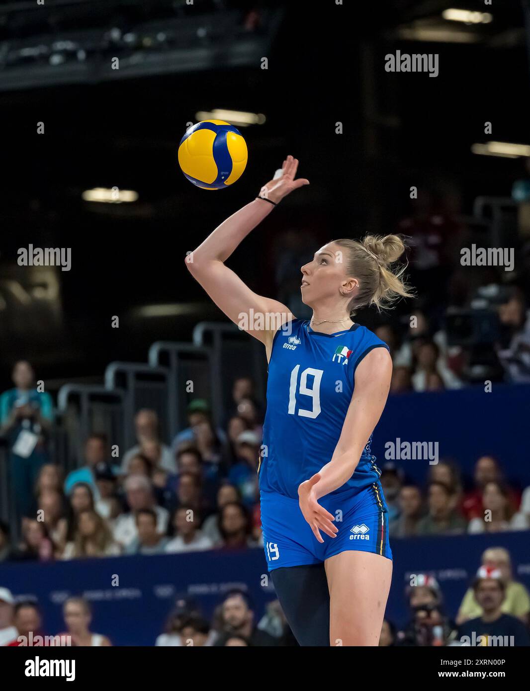 Paris, Ile de France, France. 11th Aug, 2024. Italy middle blocker ...