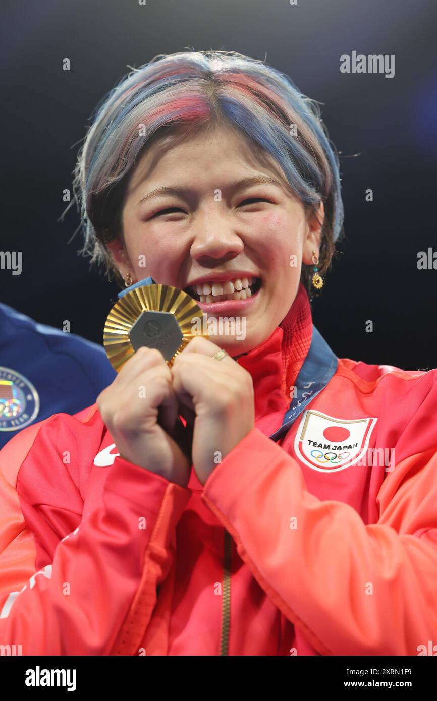 Paris, France. 11th Aug, 2024. Yuka Kagami (JPN) Wrestling : Women's 76kg Medal ceremony during ...