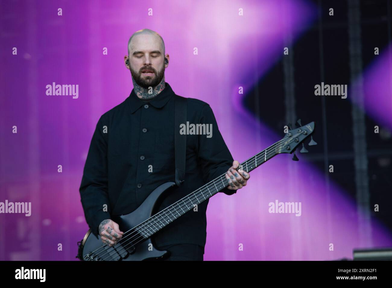 London, United Kingdom. 11th August 2024. Spiritbox entertain the crowd ...