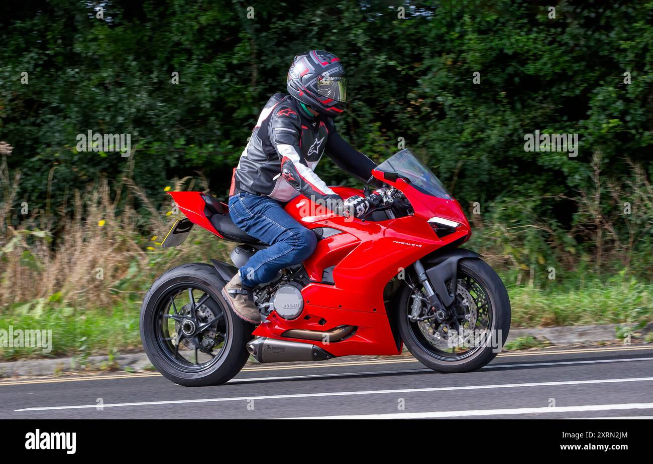 Potterspury,Northants,UK - Aug 11th 2024: 2021 red Ducati Panigale V2 ...