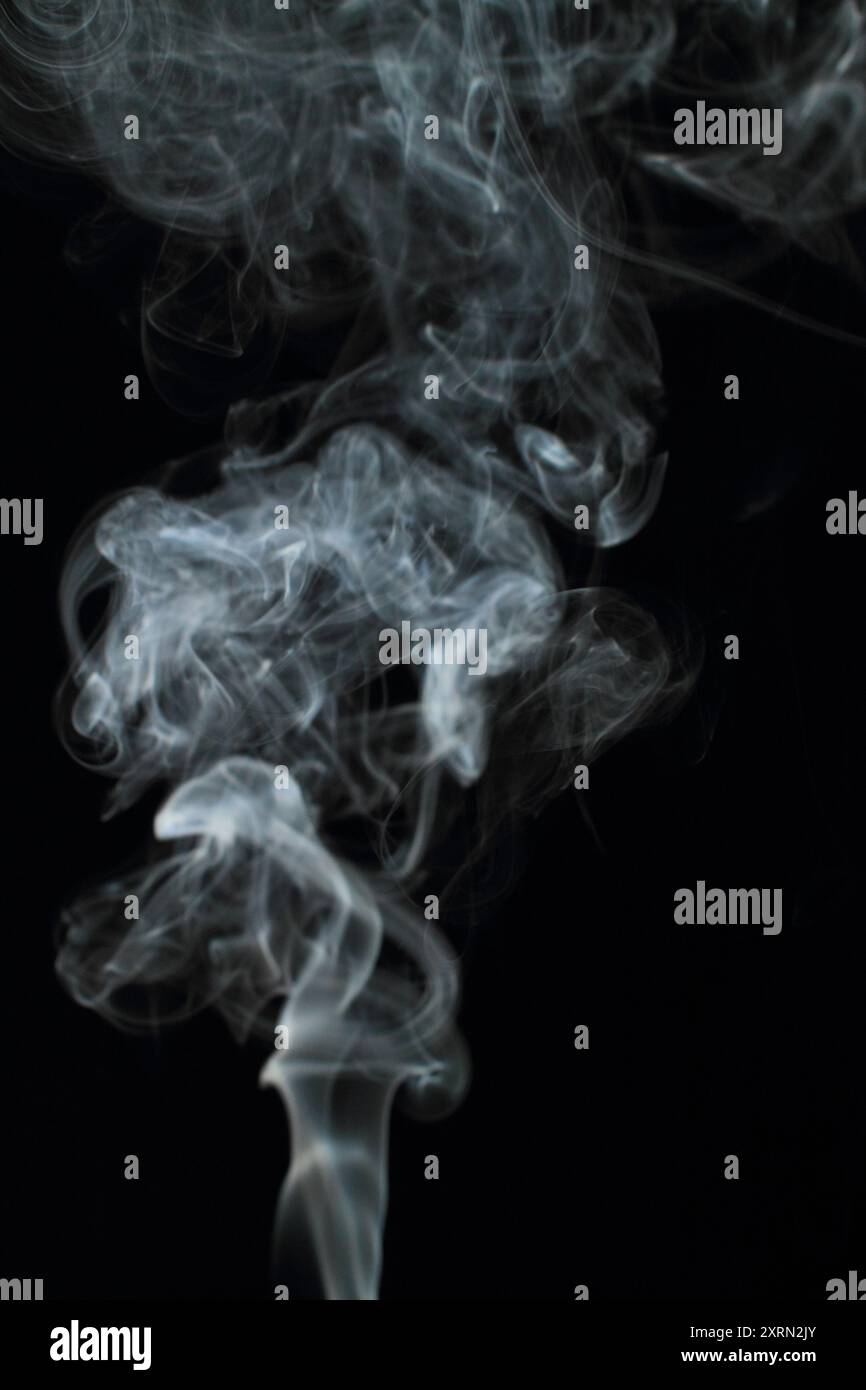 Abstract white smoke texture moves on black background Plume of smoke ...