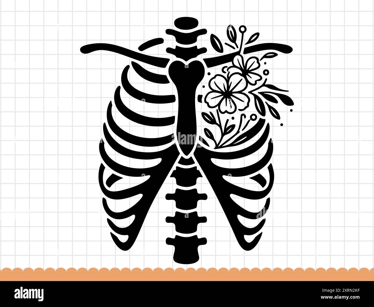Halloween floral chest skeleton. Vector illustration Stock Vector Image ...