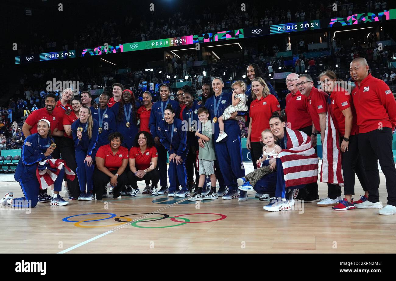Paris, France. 11th Aug, 2024. Gold medalists team the United States ...