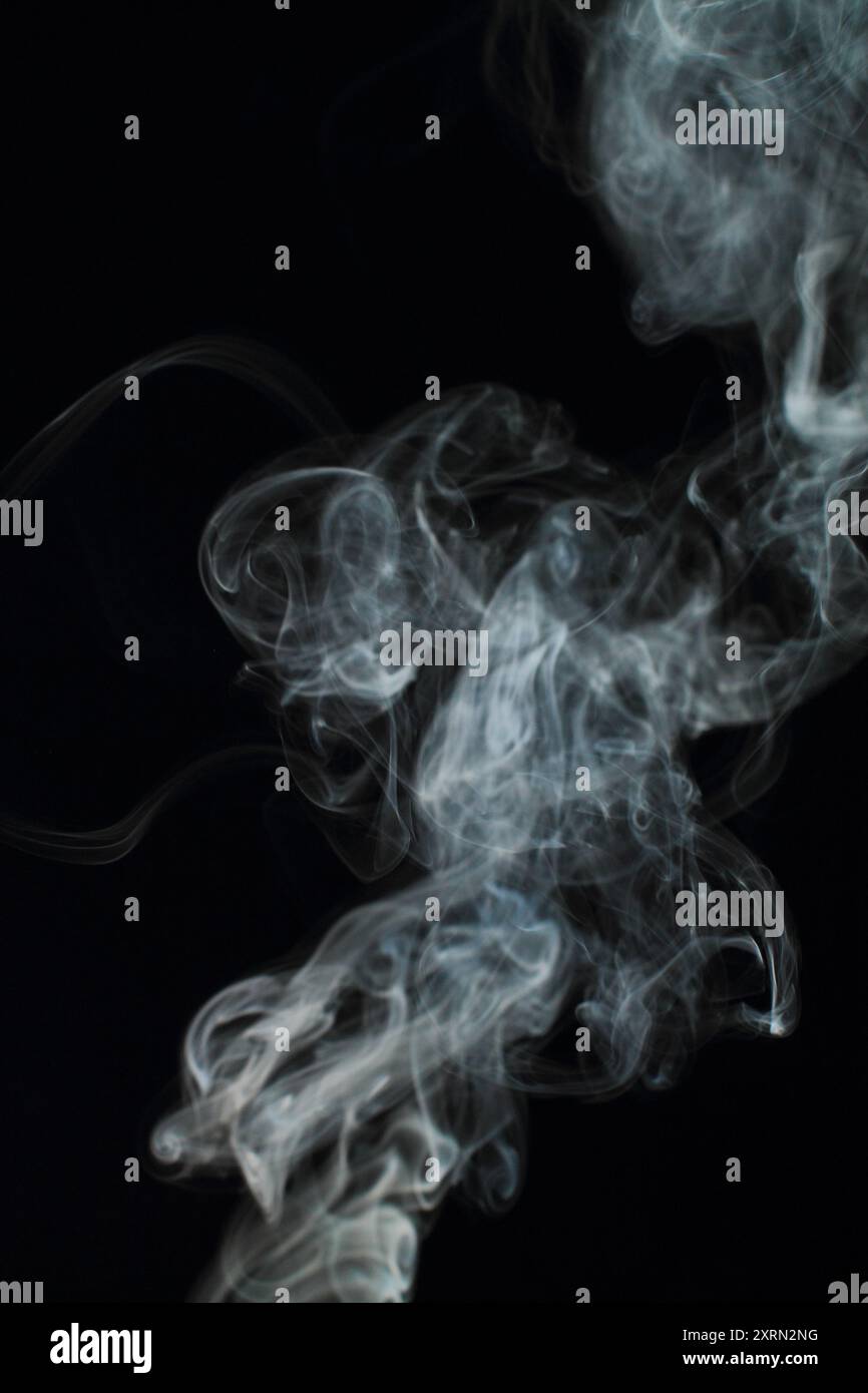 Abstract white smoke texture moves on black background Plume of smoke ...