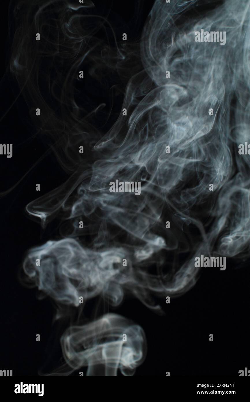 Abstract white smoke texture moves on black background Plume of smoke ...