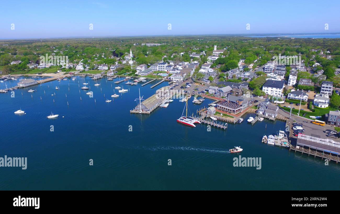 Aerial drone marthas vineyard edgartown hi-res stock photography and ...