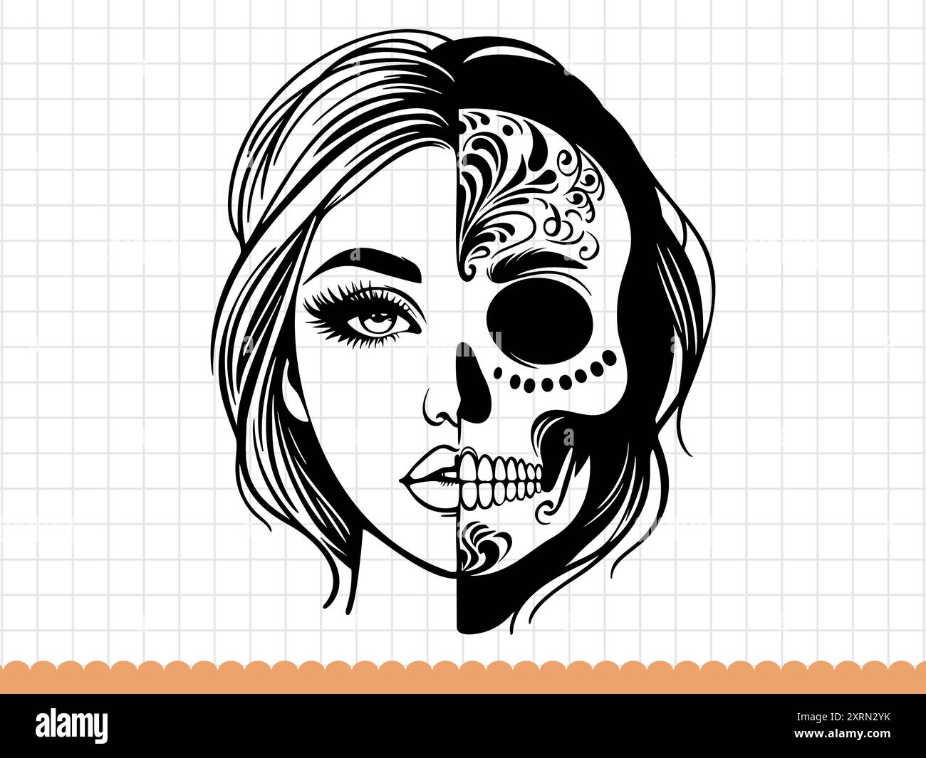 Half Skull Mask Drawing