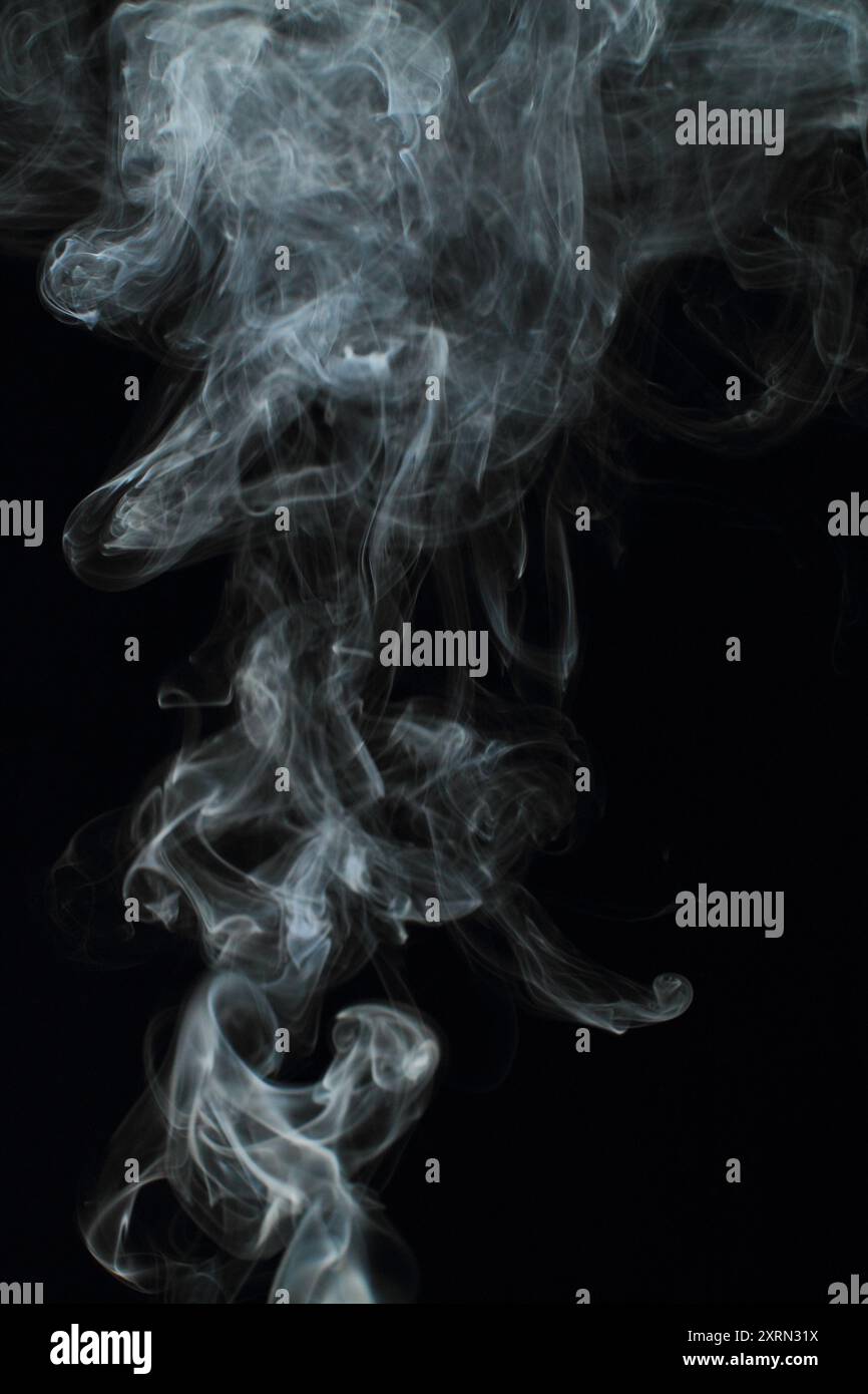Abstract white smoke texture moves on black background Plume of smoke ...