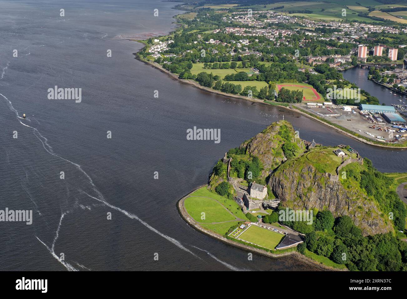 Drone aerial looking down dumbarton castle hi-res stock photography and ...