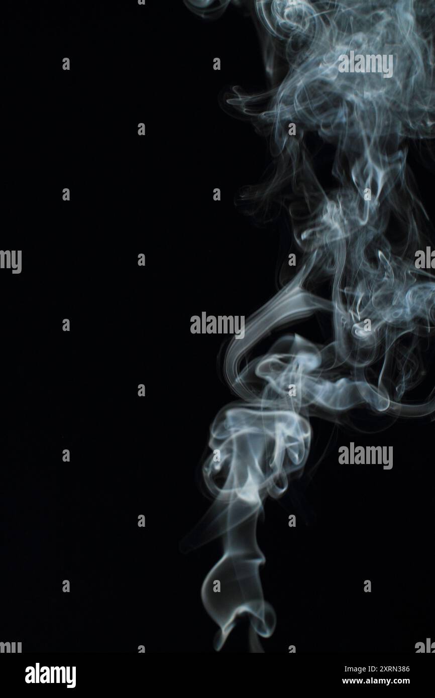 Abstract white smoke texture moves on black background Plume of smoke ...