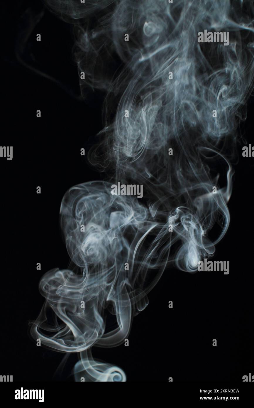 Abstract white smoke texture moves on black background Plume of smoke ...