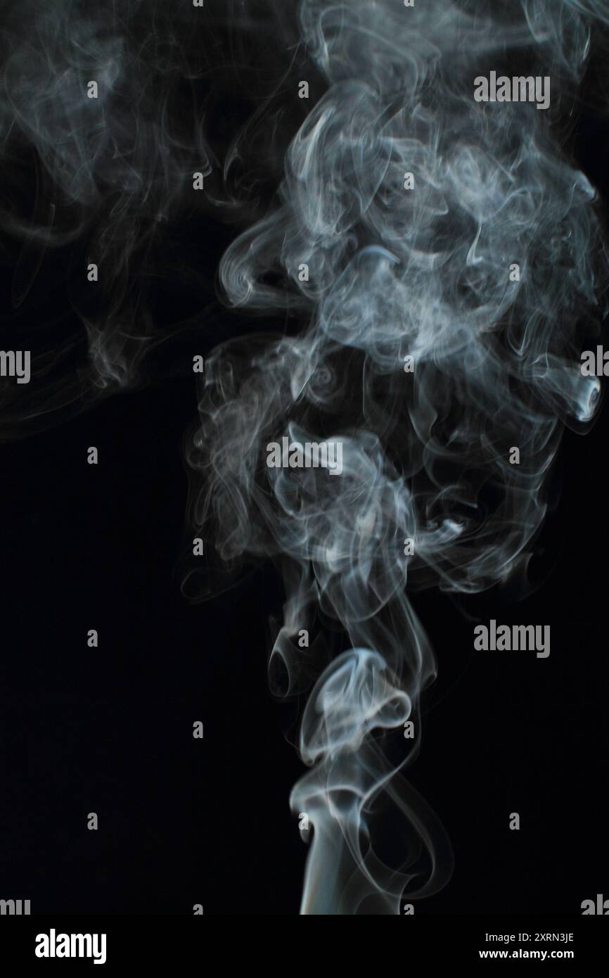 Abstract white smoke texture moves on black background Plume of smoke ...