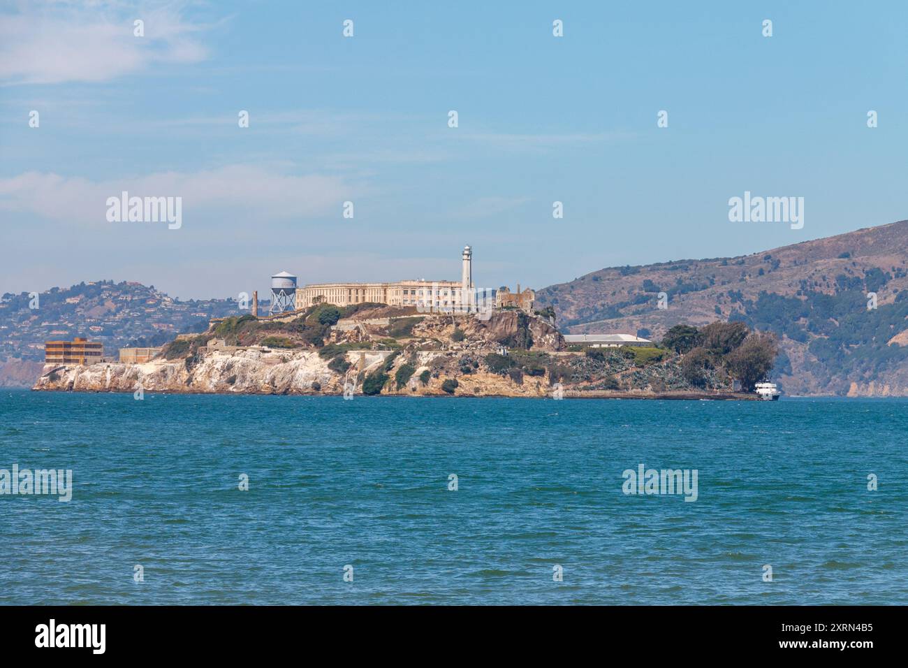 Scenic view of Alcatraz Island with its historic prison and lighthouse ...