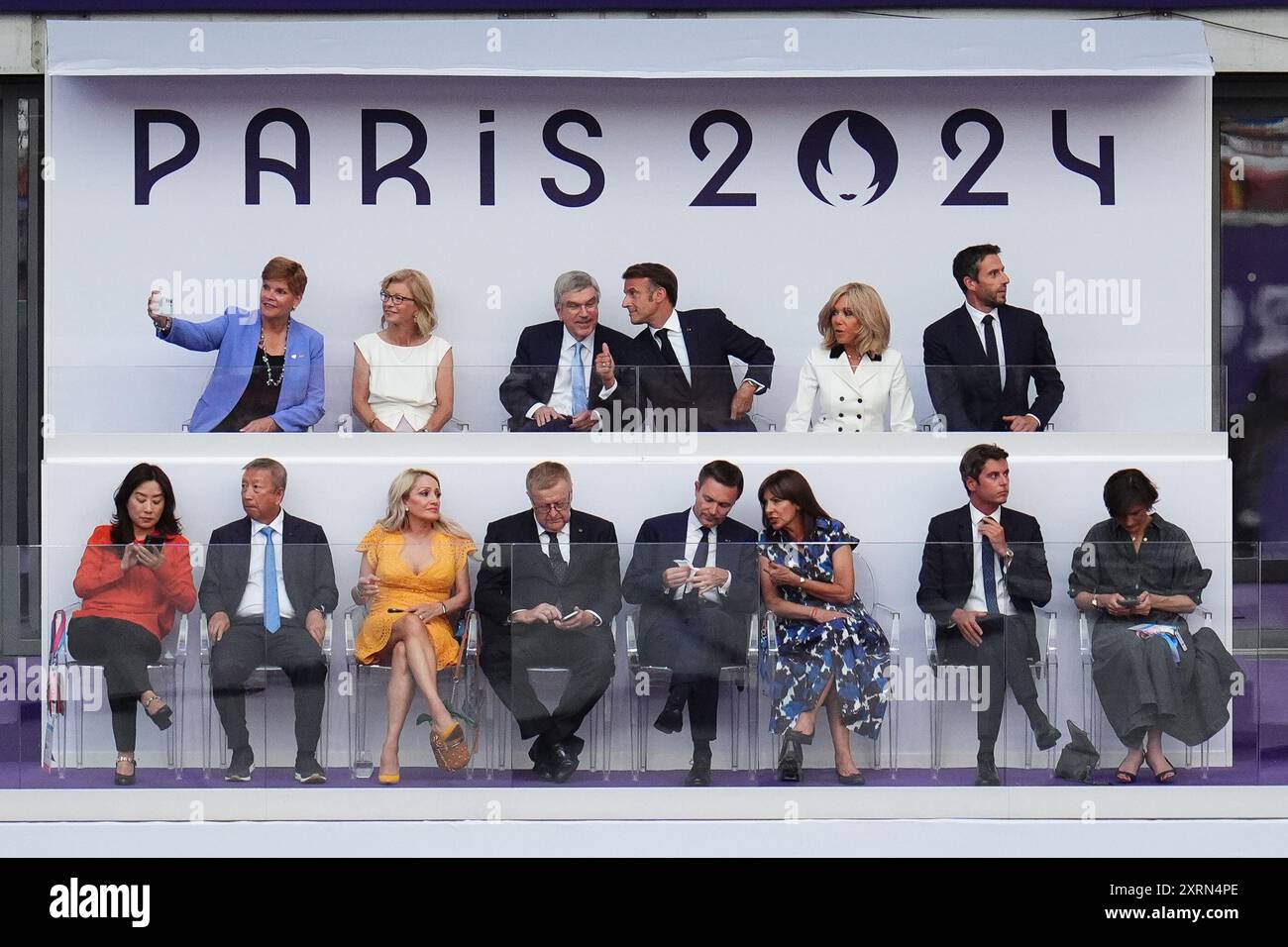 President of France, Emmanuel Macron, his wife Brigitte Macron with ...