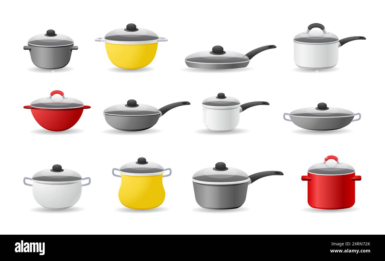 Cooking pots in cook Stock Vector Images - Alamy