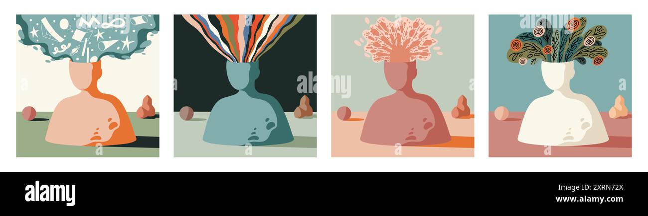 Mental health. Thinking mind. Brain day puzzle. World peace and ...