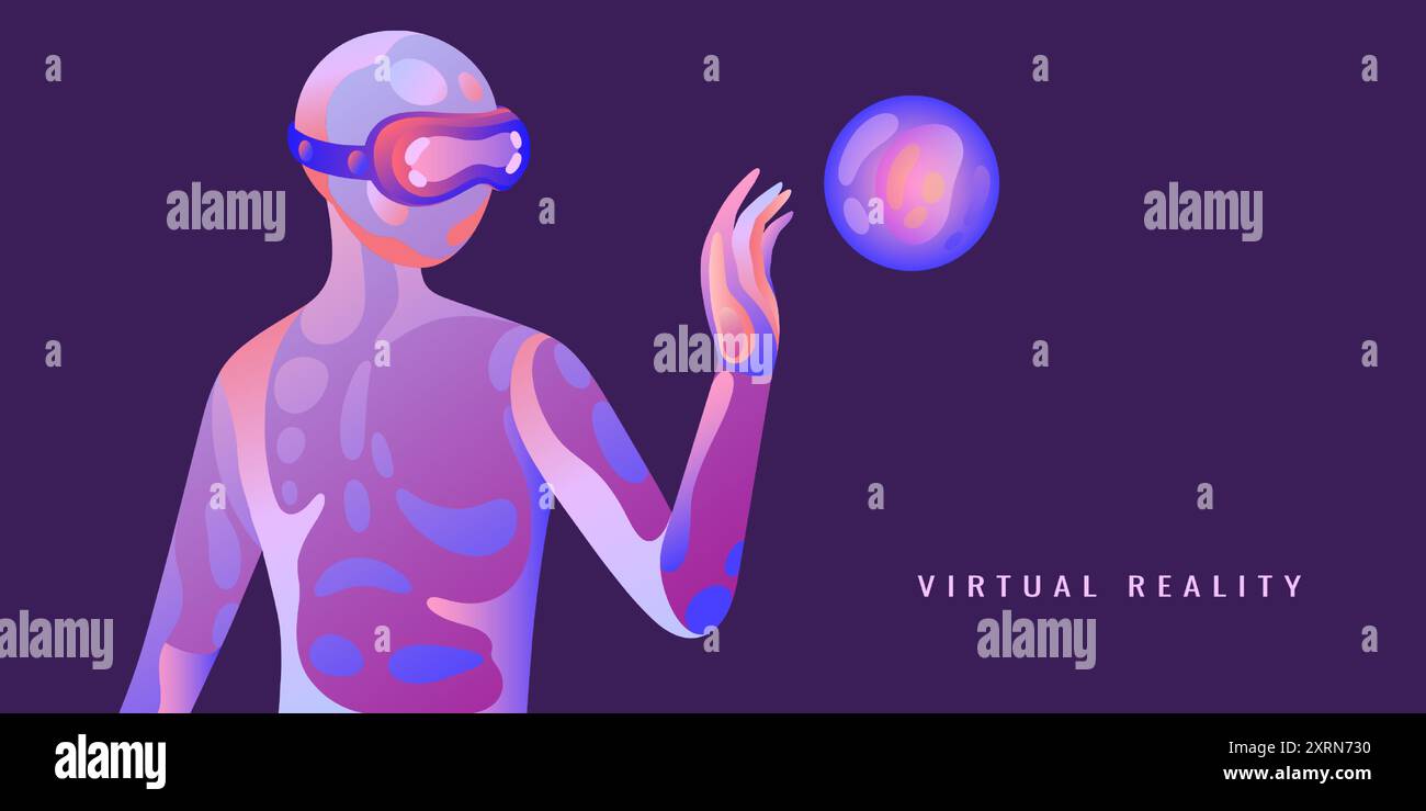 VR technology. Virtual reality headset. Abstract 3D glasses for human ...