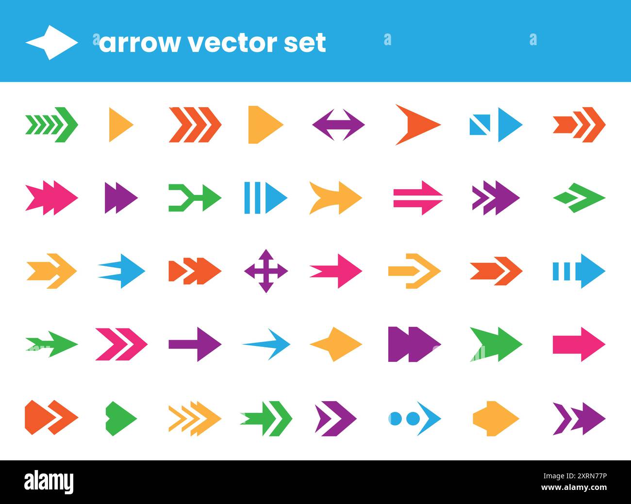Arrow stickers. Pointer icons. Simple round button. Modern web forward symbols. UI app cursor ...