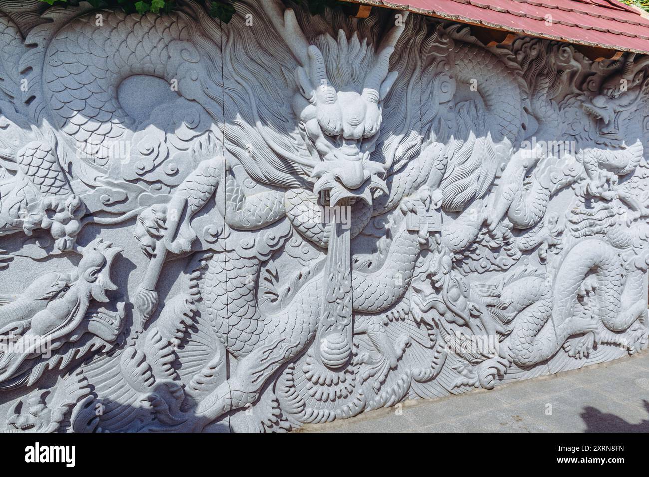 Chinese dragon wall in the Grabensia Buddhist Garden, Garáb, Hungary ...