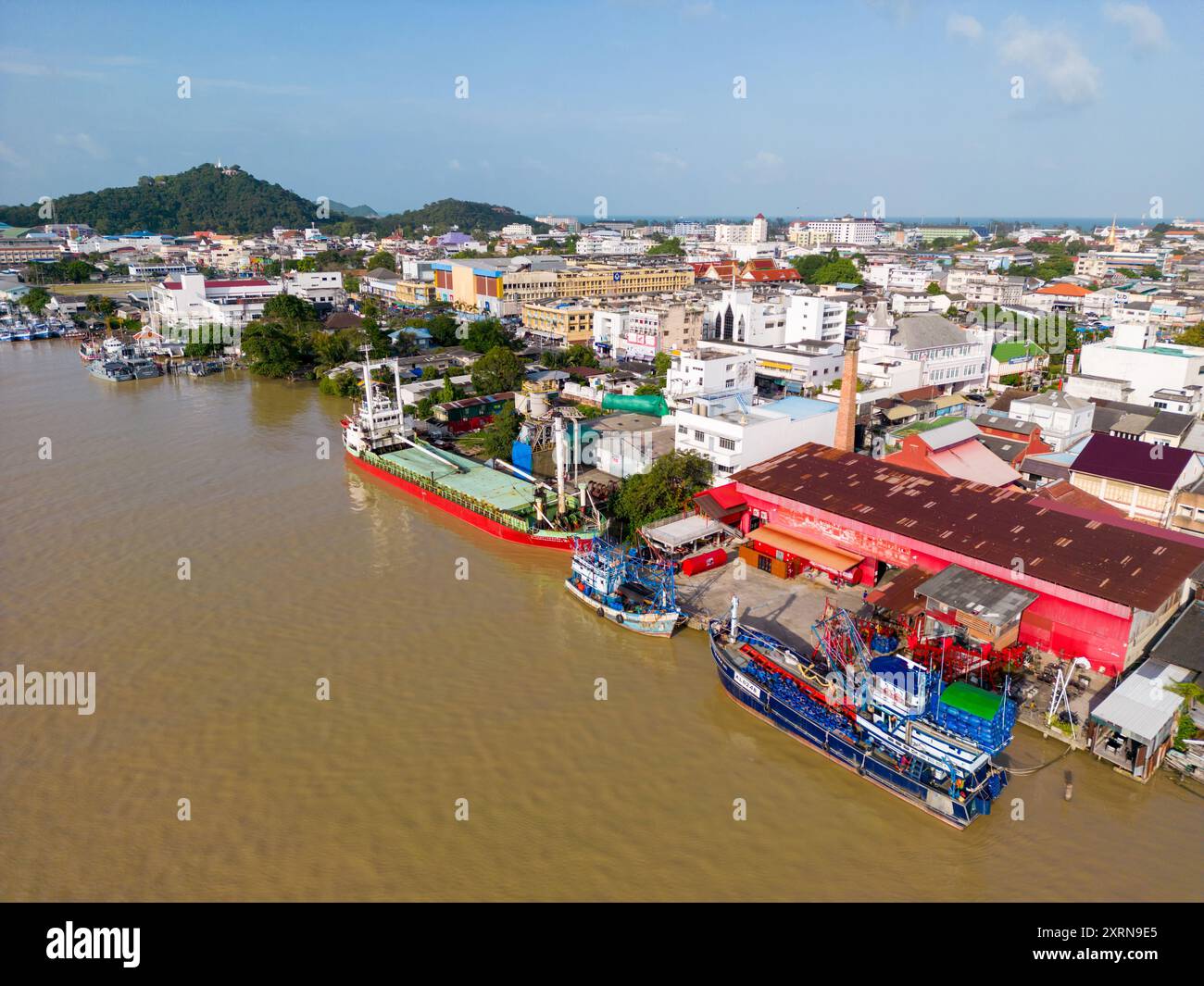 Songkhla, Thailand - December 28, 2023: An aerial drone view of the ...