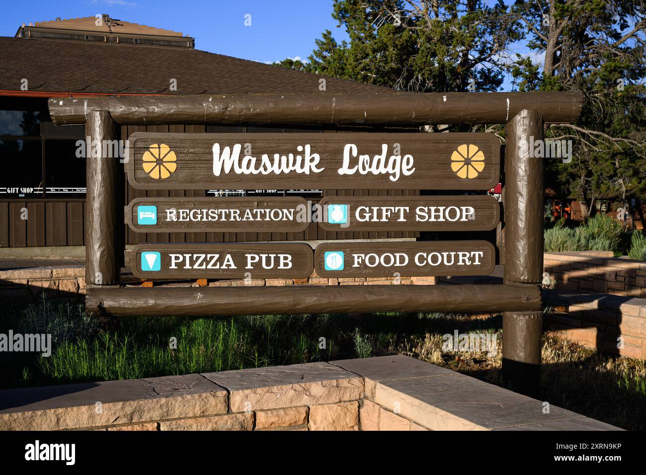 Grand Canyon, AZ, USA - June 21, 2024; Sign for Maswik Lodge at Grand ...