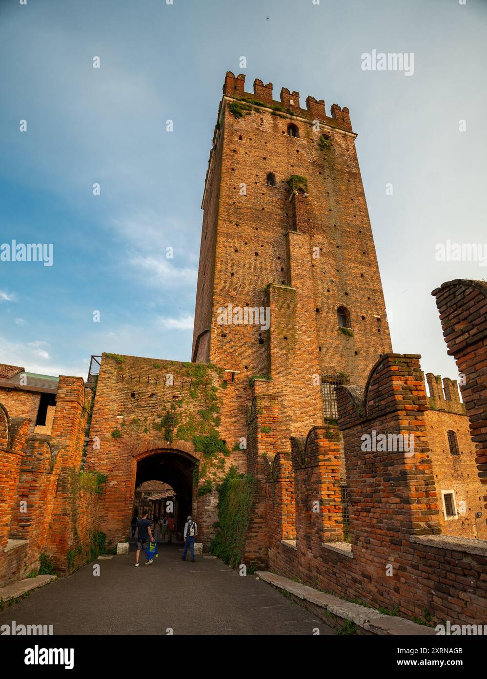 Verona, Italy - June 06, 2024: Castelvecchio castle tower at sunset ...