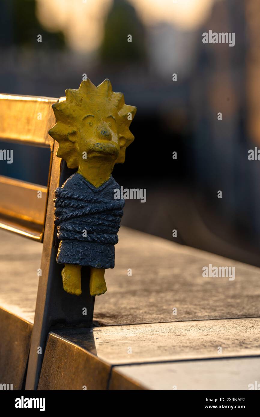Budapest, Hungary: July 07, 2024: Kolodko, tied Lisa Simpson sculpture ...