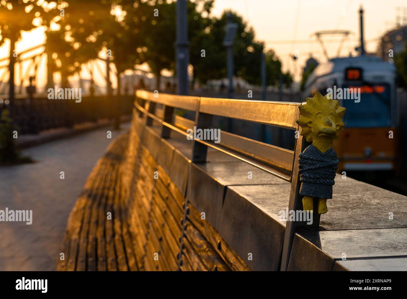 Budapest, Hungary: July 07, 2024: Kolodko, tied Lisa Simpson sculpture ...