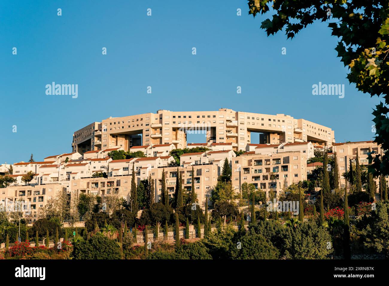 Residential area with semicircular apartment building in Modiin Stock ...